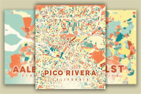 Pico Rivera California Colorful Map Graphic By Poster Boutique