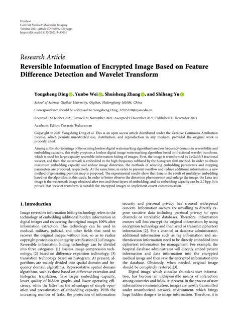Pdf Reversible Information Of Encrypted Image Based On Feature Difference Detection And