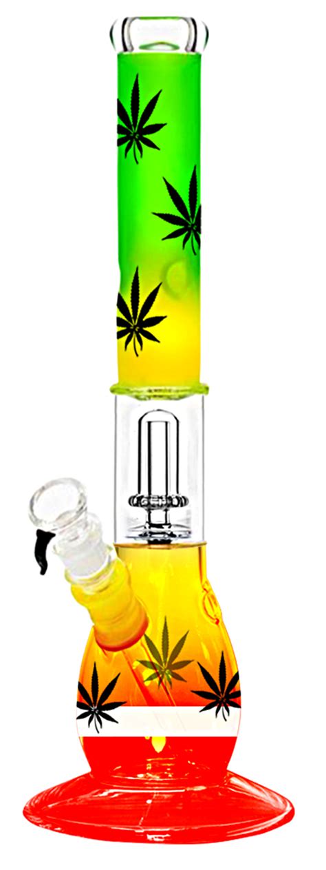 Glass Waterpipe 40cm Vase W Perc Rasta Coloured Bailiwick Botanicals