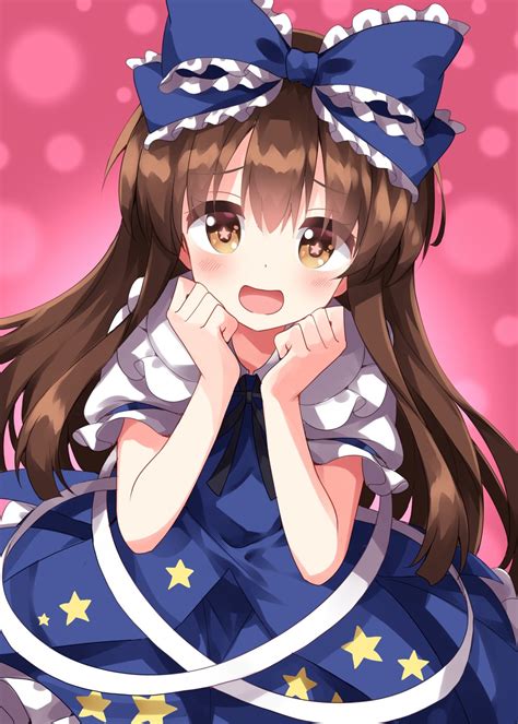 Safebooru 1girl Bangs Blue Bow Blue Dress Bow Brown Eyes Brown Hair