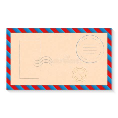 Vector Illustration Of Open Blank Airmail Envelope With Rubber Stamp