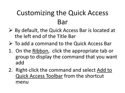 Customizing The Quick Access Barictpptx Computing Technology