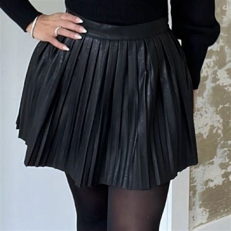 Faux Leather Pleated Skirt In 2024 Leather Pleated Skirt Womens Skirt Pleated Skirt