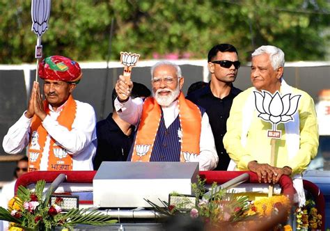 Dausa Prime Minister Narendra Modi Holds A Roadshow Ahead Of Lok
