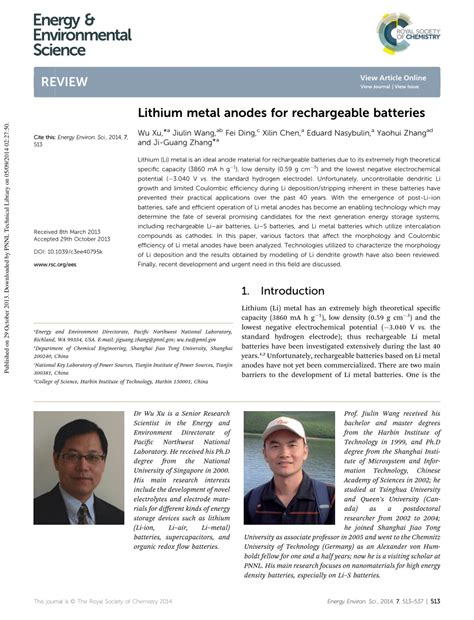 Pdf Lithium Metal Anodes For Rechargeable Batteries