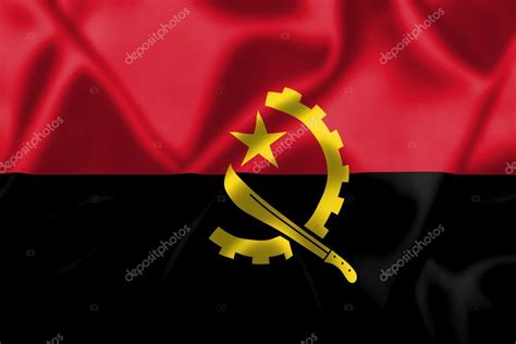 Bandera De Angola Soplando En El Viento