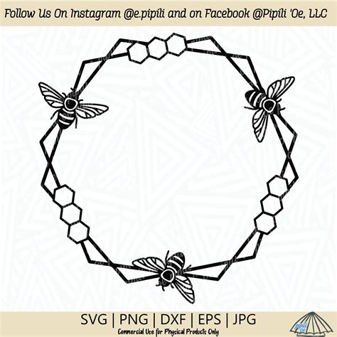 Bee Hexagon Frame SVG Honey Bee SVG Hexagon Frame SVG Etsy