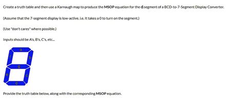 Solved Create A Truth Table And Then Use A Karnaugh Map To Produce The