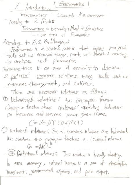 Econometrics Lecture Notes Chapter 2 Pdf