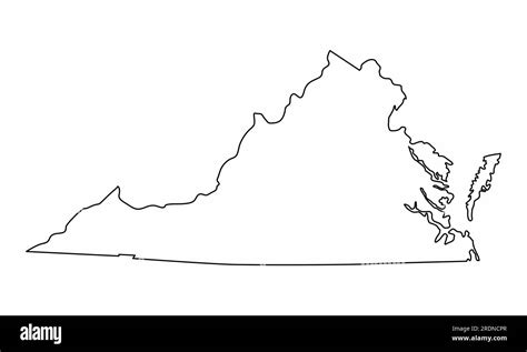 Virginia State Outline Map Isolated On White Background Stock Vector
