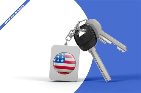 Premium Psd Promotional Rectangular Rounded Keychain With Keys Mockup