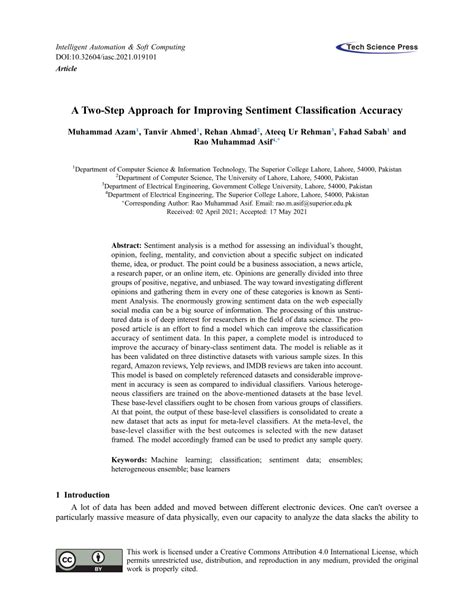 Pdf A Two Step Approach For Improving Sentiment Classification Accuracy