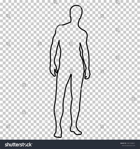 Outline Figure Naked Man Fulllength Beautiful Vector De Stock Libre