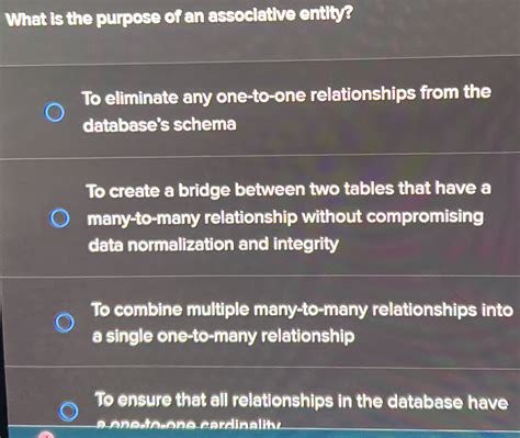 Solved What Is The Purpose Of An Associative Entity To Chegg