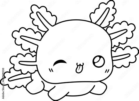 Kawaii Axolotl Coloring Page Kawaii Salamander Coloring Page Stock