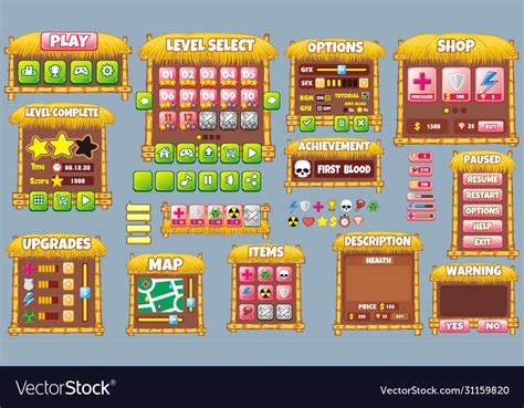 Game Gui 60 Royalty Free Vector Image Vectorstock
