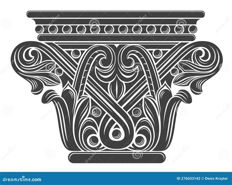 Capital Of A Medieval Cathedral Gothic Column Vector Illustration