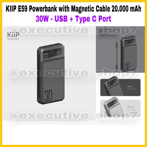 jual kiip e59 powerbank with magnetic cable 20 000 mah 30w usb