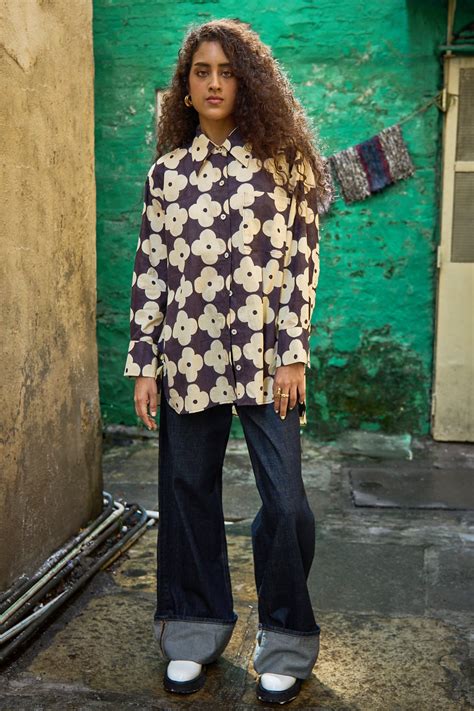 Buy Cream Mangalgiri Printed Barot Hand Block Collar Shirt For Women By Jodi Online At Aza Fashions
