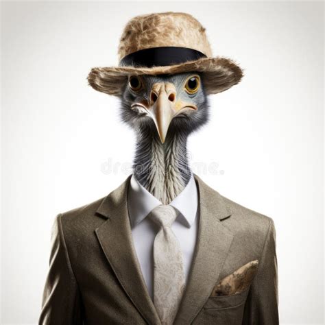 Ostrich Formal Suit Isolated White Stock Illustration - Illustration of ...