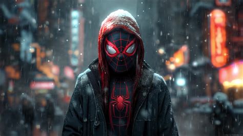 Miles Morales Lonely Winter Street Spider Man Live Wallpaper Moewalls