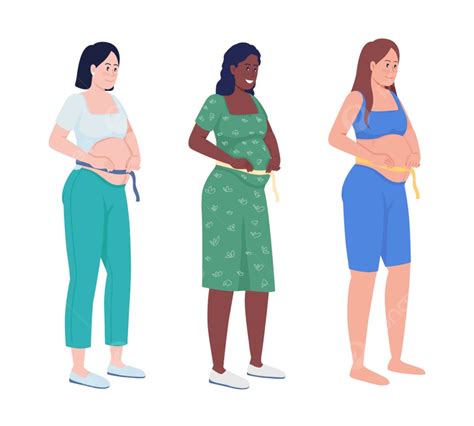 기대하는 엄마 세미 플랫 컬러 벡터 문자 집합 캐릭터 삽화 최소한의 Png 일러스트 및 벡터 에 대한 무료 다운로드