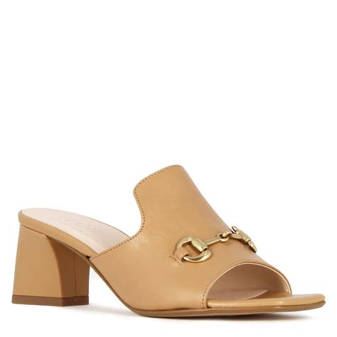 Womens Slider Sandal In Brown Leather With Clamp