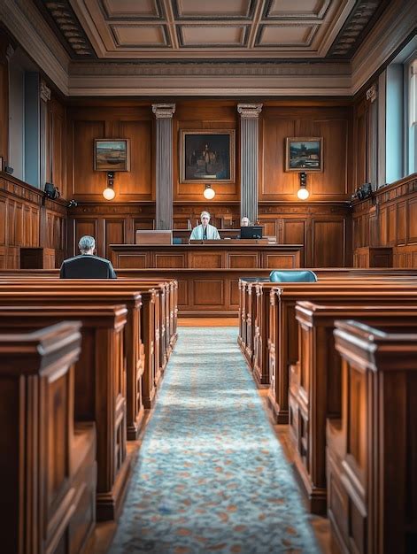 Courtroom With Judge Presiding Over A Case Premium Ai Generated Image