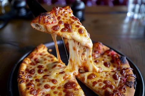 Premium Photo Slice Of Cheese Pizza Being Lifted Showing Gooey Cheese