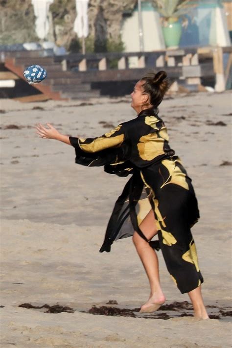 Chrissy Teigen Seen On Beach In Malibu Gotceleb