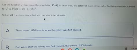 Solved Let The Function P Represent The Population Pd In Algebra