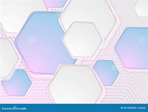 Blue Pink Geometric Abstract Background With Hexagons Stock Vector