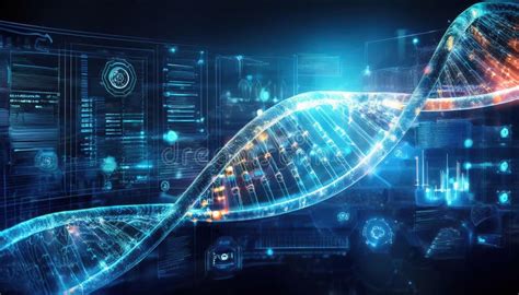 Glowing Dna Strand Intertwined With Data Visualizations Symbolizing