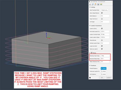 2d Contour Ignoring Max Stepdown And Ramp Angle Autodesk Community