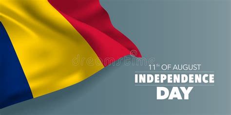 Chad Happy Independence Day Greeting Card Banner With Template Text