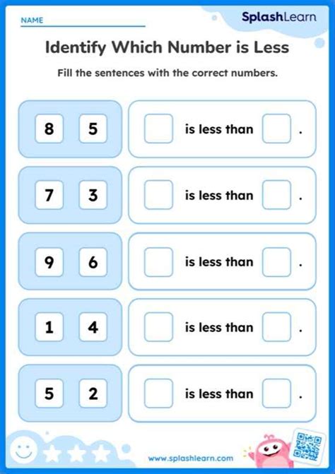 Compare And Find The Smaller Number Within 10 Worksheet