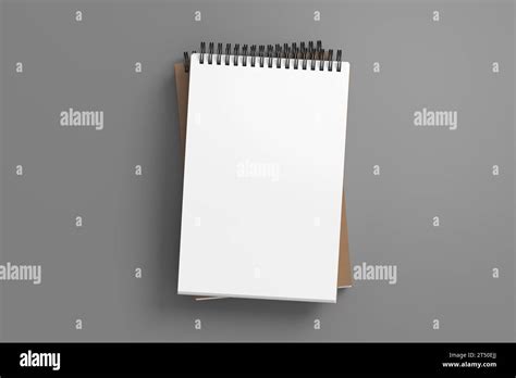 Notebook Mockup Two Notebooks In A Stack Spiral Notepad On Gray