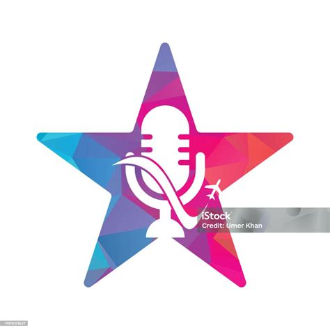여행 팟캐스트 별 모양 개념 벡터 로고 디자인 템플릿입니다 개념에 대한 스톡 벡터 아트 및 기타 이미지 개념 개념과 주제