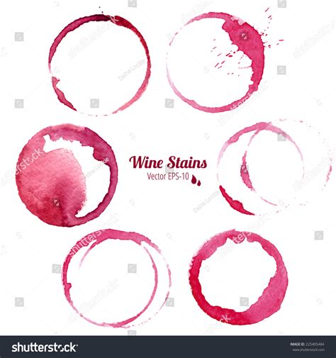 Vector Set 6 Round Watercolor Wine Stock Vector 225405484 Shutterstock