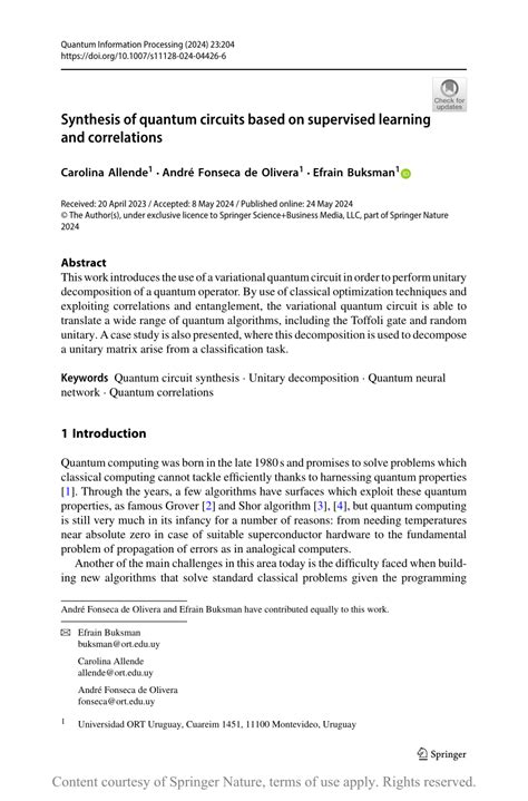 synthesis of quantum circuits based on supervised learning and correlations