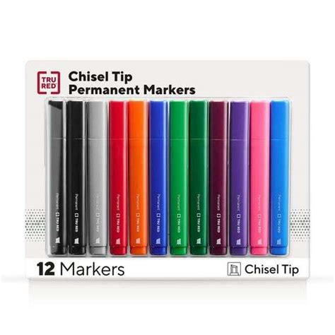 Lot Of 6 Tru Red Chisel Tip Permanent Markers Assorted 12 Pack