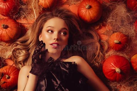 Top View Gorgeous Stunning Lady In Aristocrat Outfit Lying Halloween