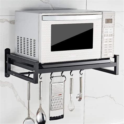 A To Z Hub Decorative Microwave And Oven Wall Mount Holder Stand With Hooks For Hanging Kitchen