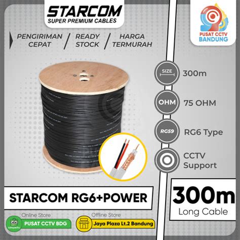 Jual KABEL CCTV STARCOM RG6 POWER 300M HITAM Kota Bandung PUSAT