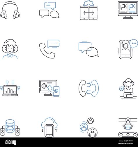 Mobile Communication Line Icons Collection Smartph Texting Voice