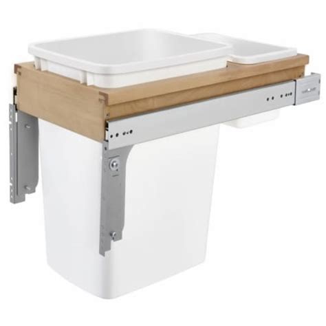Rev A Shelf Single Pull Out Top Mount Trash Can 35 Qt White 4WCTM