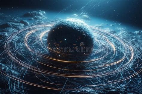 Gravity Planet Earth Gravitational Waves Concept Physical And Technology Background Stock