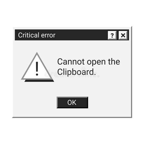 Critical Error Warning Message Vintage User Interface Vector Illustration Stock Vector