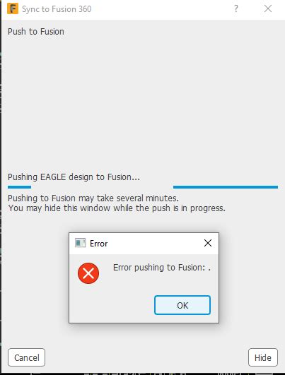 Bug After Updating Of Fusion360 Error Pushing To Fusion Autodesk