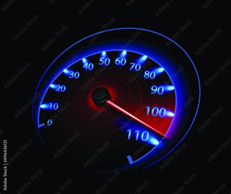 Car Speedometer With Red Speed Arrow Vector Clipart Stock Vector